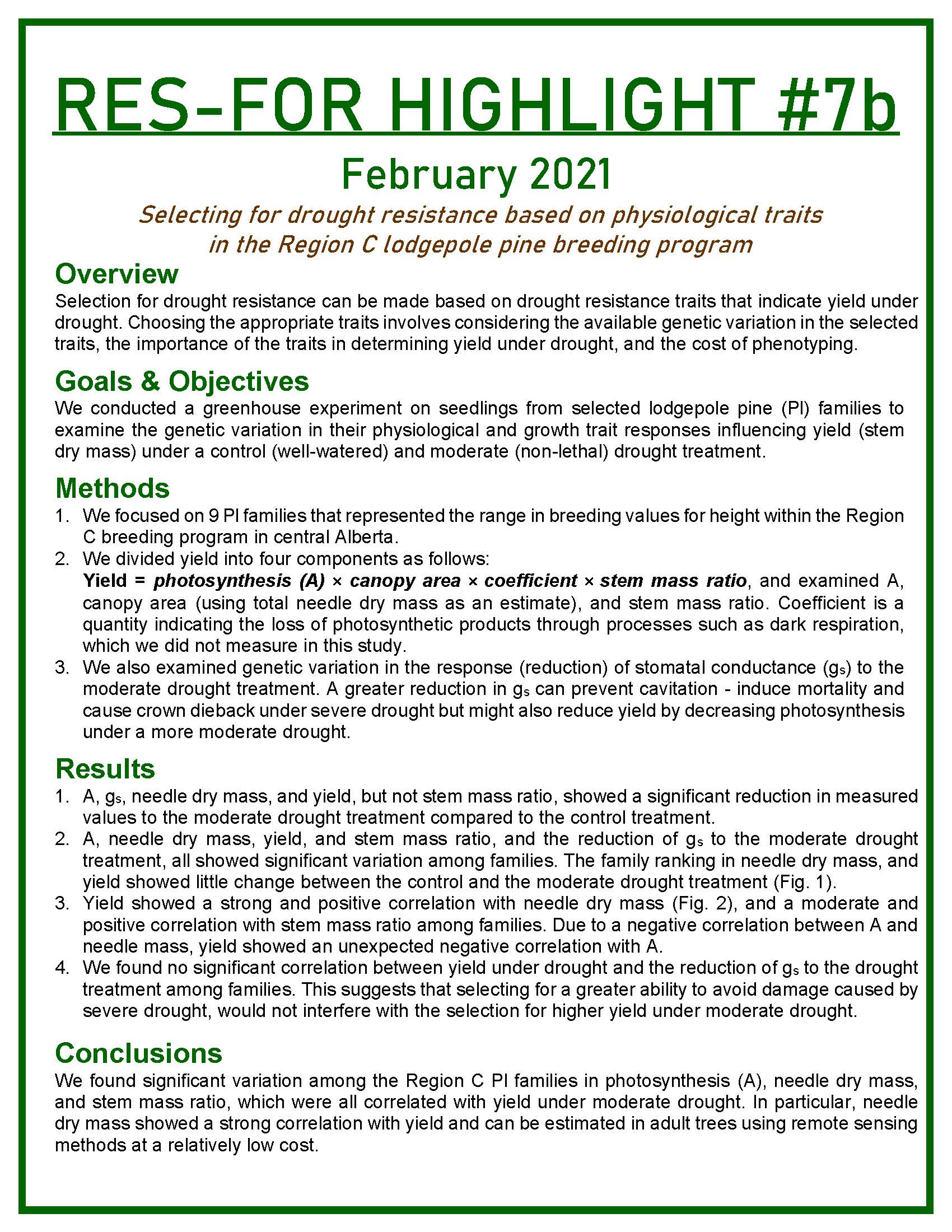 RES-FOR Highlight Sheets – RESFOR